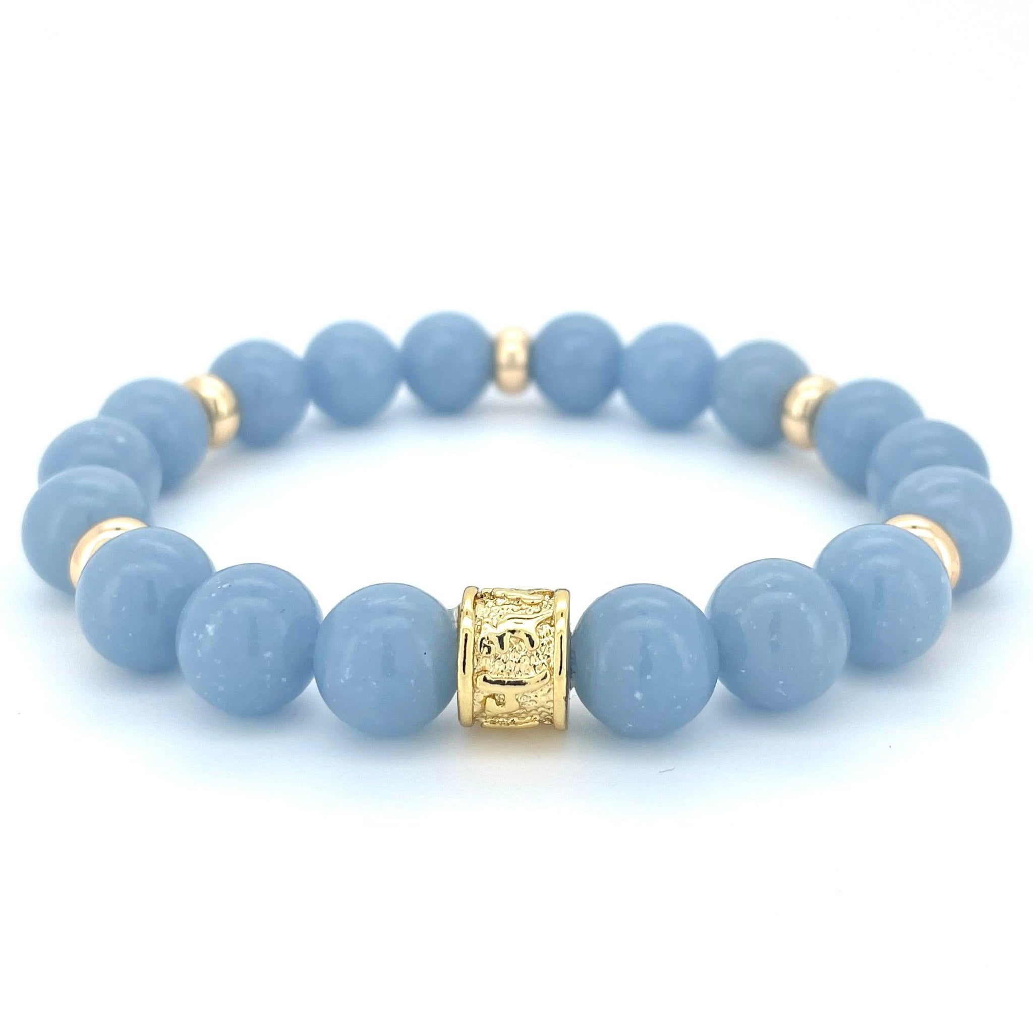 ANGELITE & GOLD BEADED BRACELET - HALCYON COLLECTION