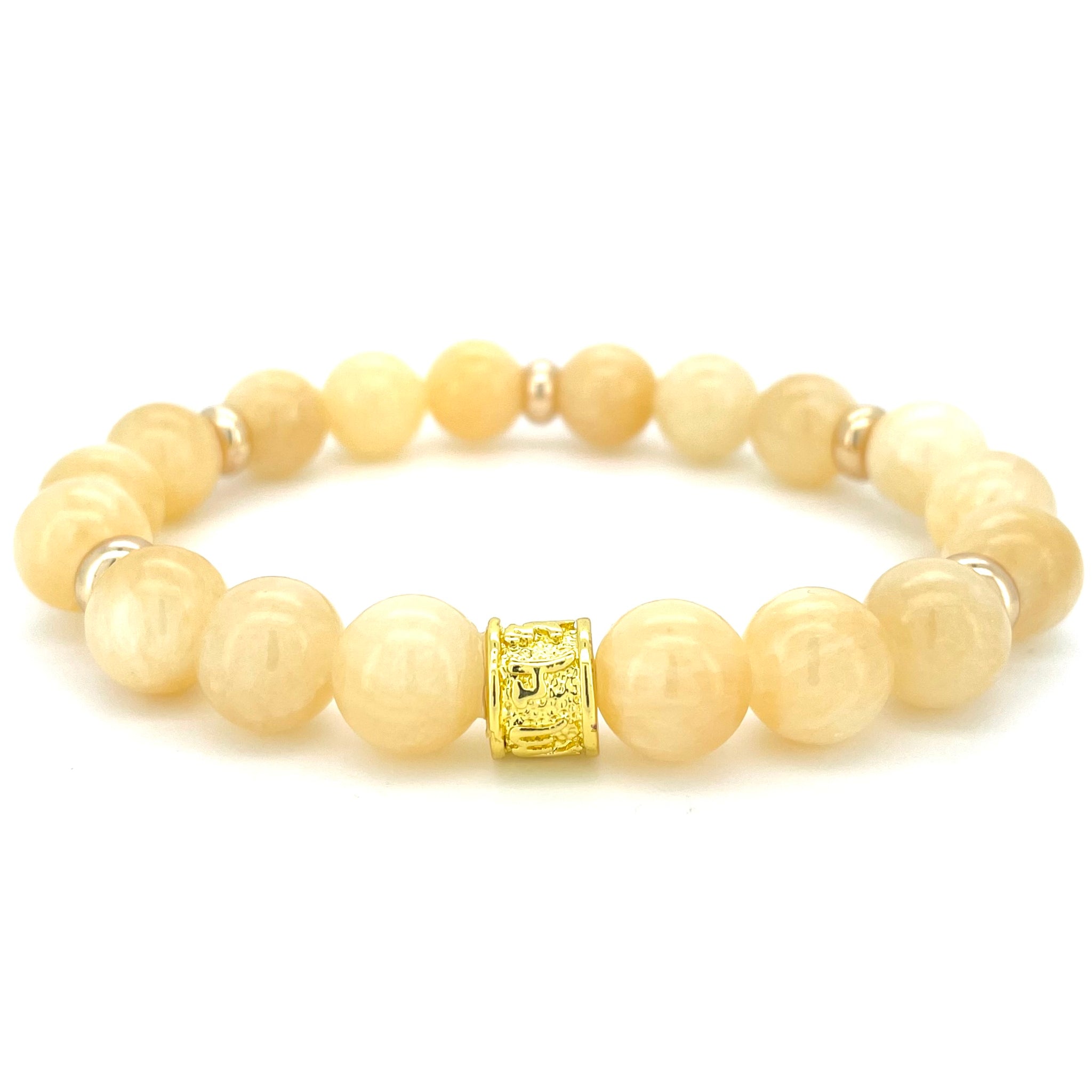 YELLOW JADE & GOLD BEADED BRACELET - HALCYON COLLECTION