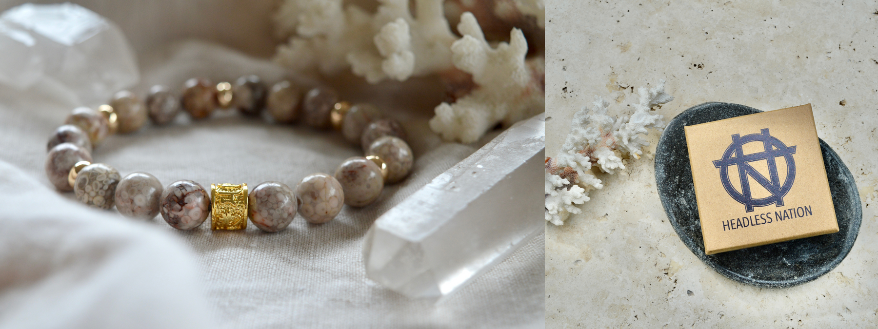 SUNSTONE & GOLD BEADED BRACELET - HALCYON COLLECTION