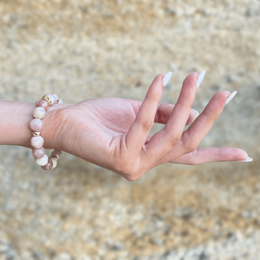 SUNSTONE & GOLD BEADED BRACELET - HALCYON COLLECTION